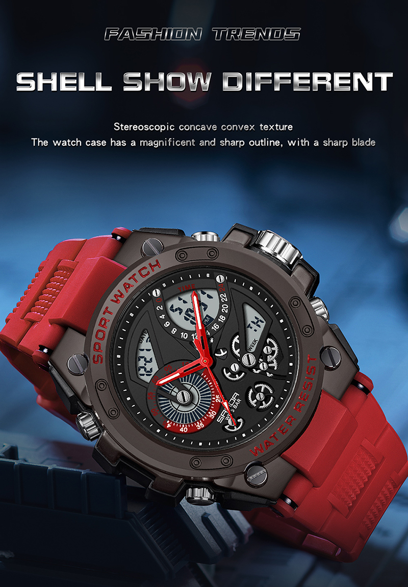 SANDA 9020-2/Original Luxury Electric Watch Multi-function Sports Gear ...