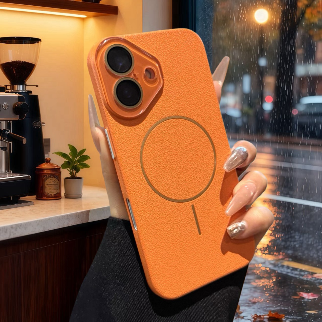 New casing leather-textured PC magnetic case suitable for iPhone 17 16 ...