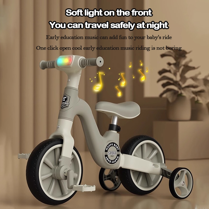 Beige Basikal Budak Kanak Bicycle Kids outdoor Tricycle Kids Stroller ...