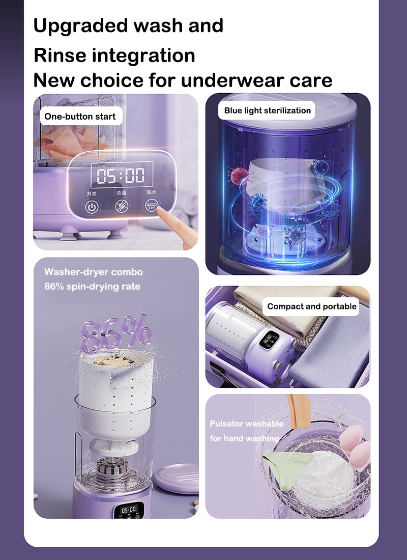 Mini Portable Washing Machine 2L Washer & Dryer Spin Dehydration for ...