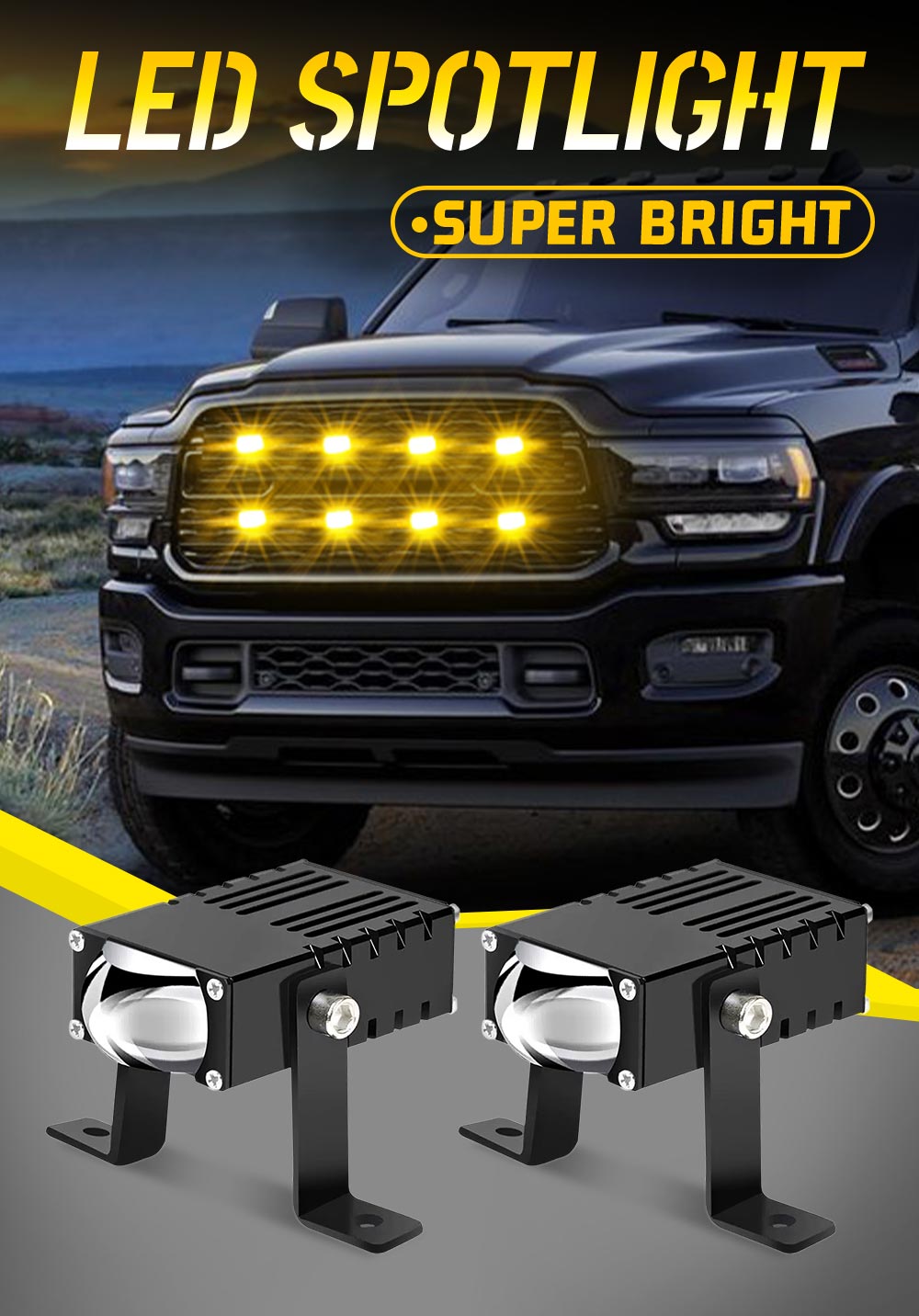Led Car Grille Light Motorcycle Spotlight Auto Auxiliary Front Grille ...