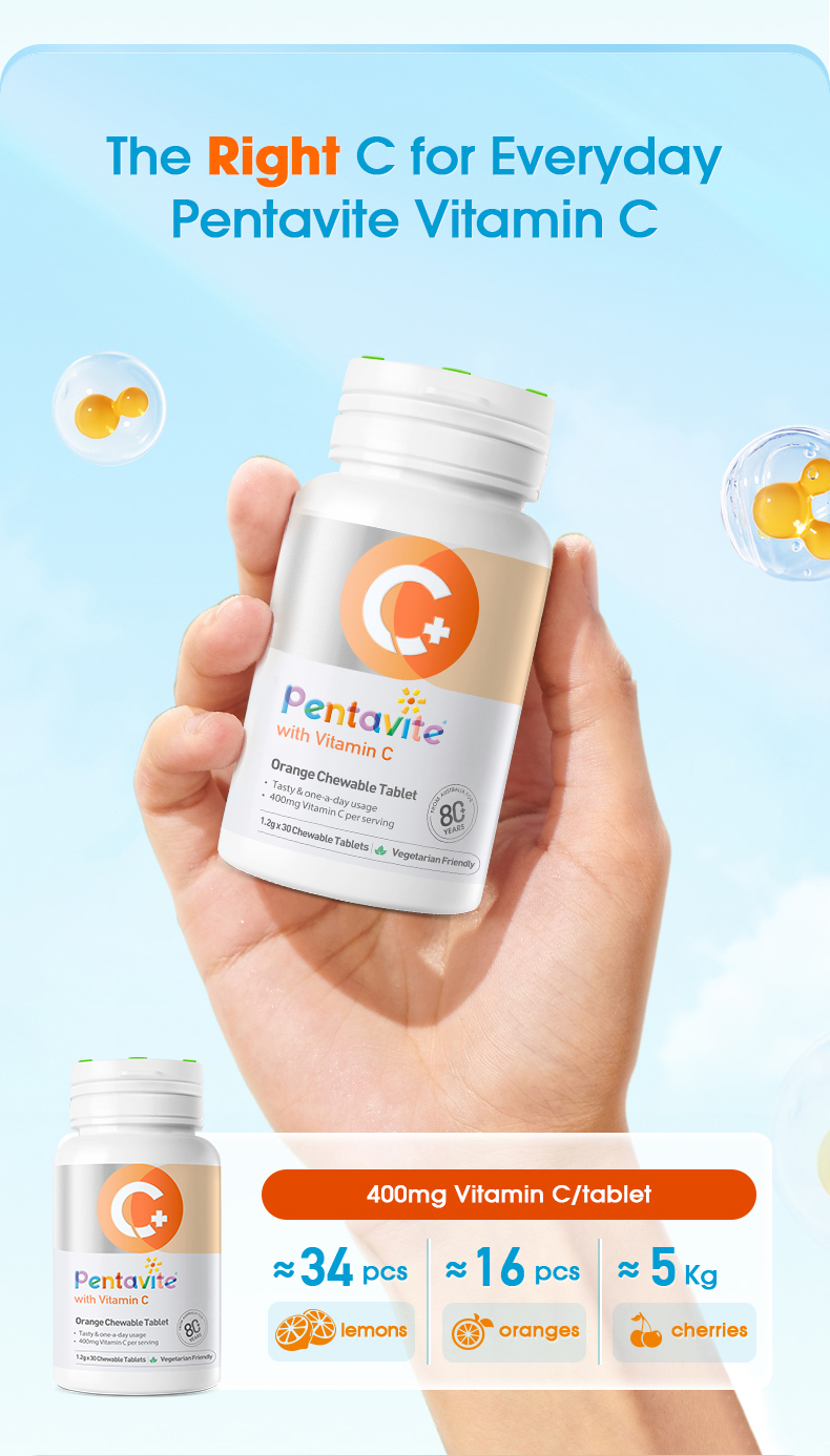 【Amelia's Pick】Pentavite Vitamin C Orange Chewable （30 Tablets for ...