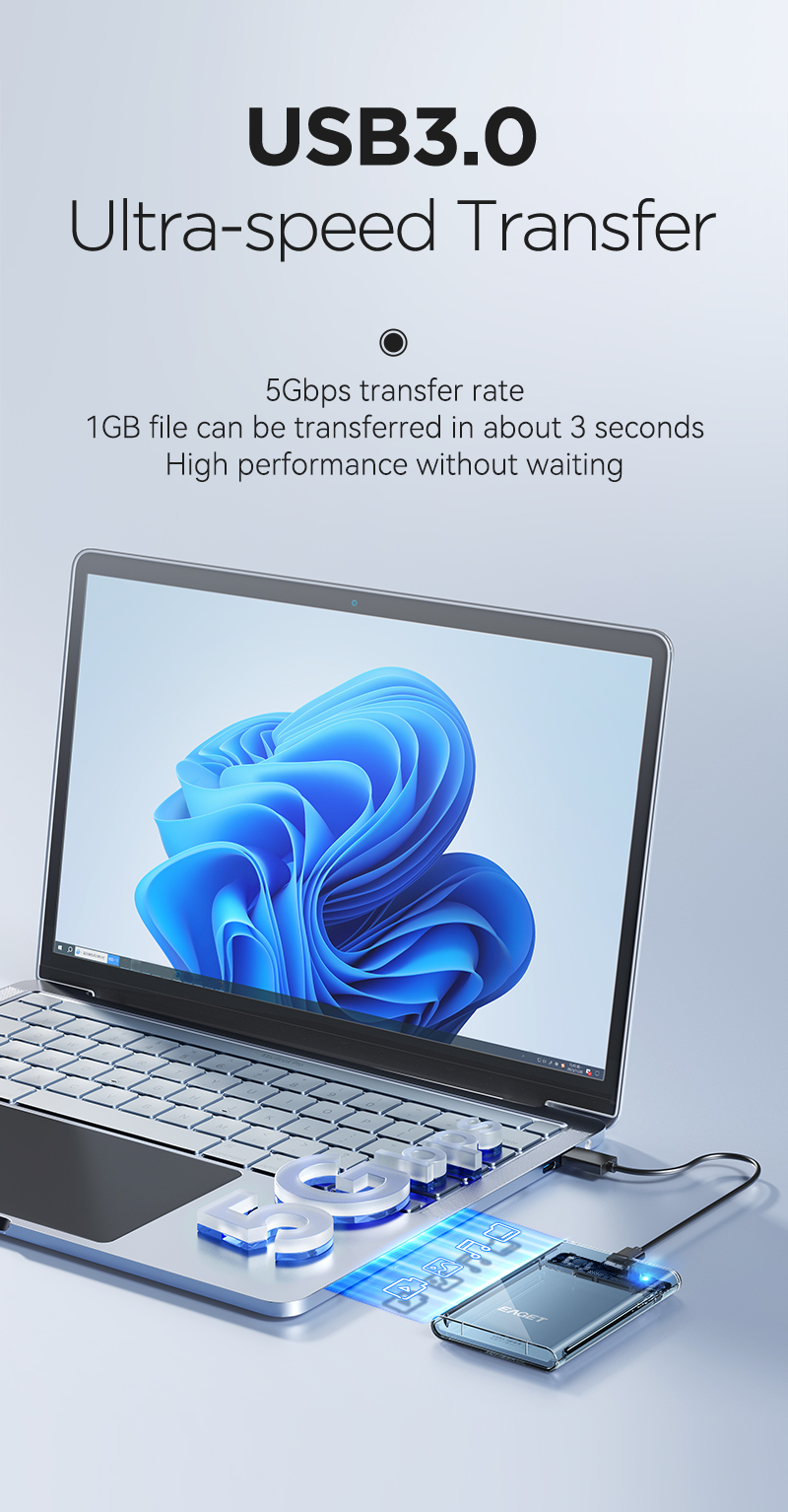 EAGET E15 2.5 inch SATA SSD & HDD Enclosure Portable Transparent With ...