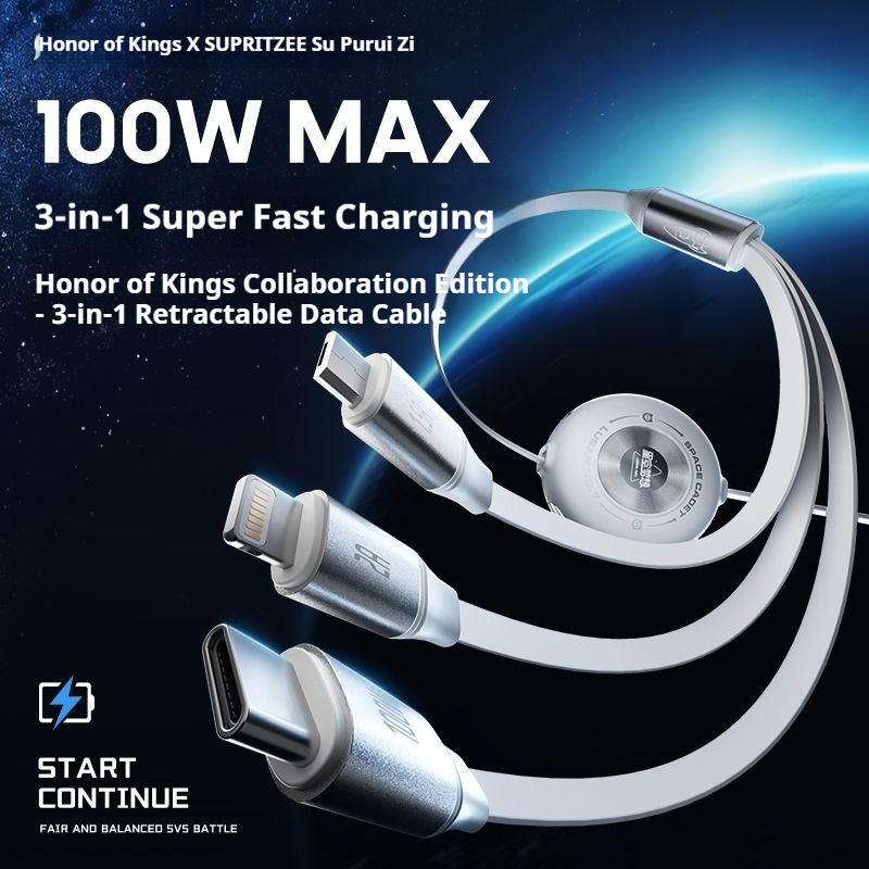 KONKA Game Collaboration 1-to-3 Retractable Data Cable | Shopee Malaysia