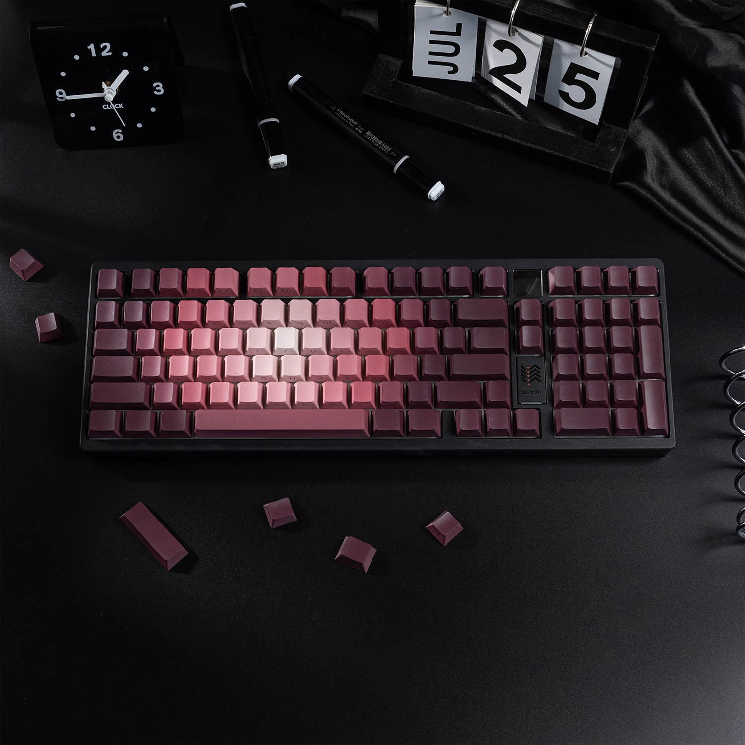 Gradient Pink Keycaps Side Light Through PBT Double shot RGB lights ...