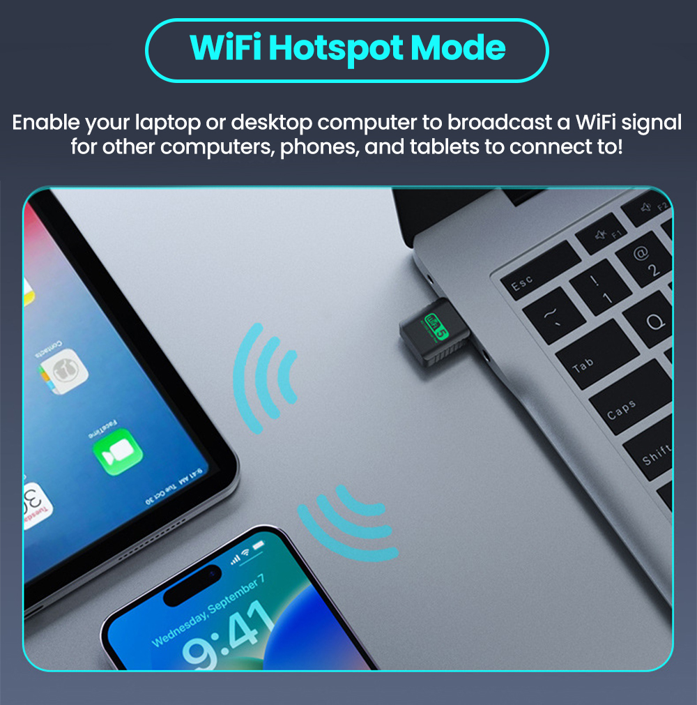 Wireless 1300Mbps WiFi USB Adapter USB3.0 2.4G&5GHz Dual Band WiFi ...