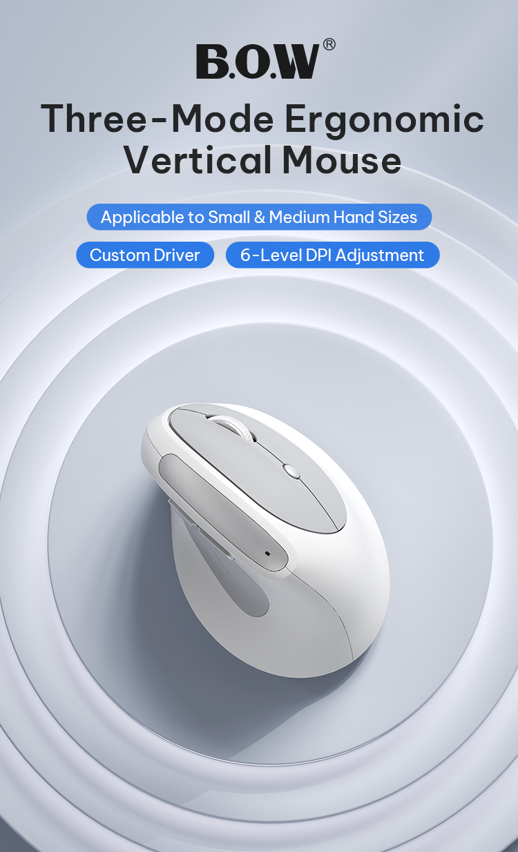 BOW MD390L Ergonomic Mouse 2.4G/Bluetooth/Wired Three-mode Mice ...