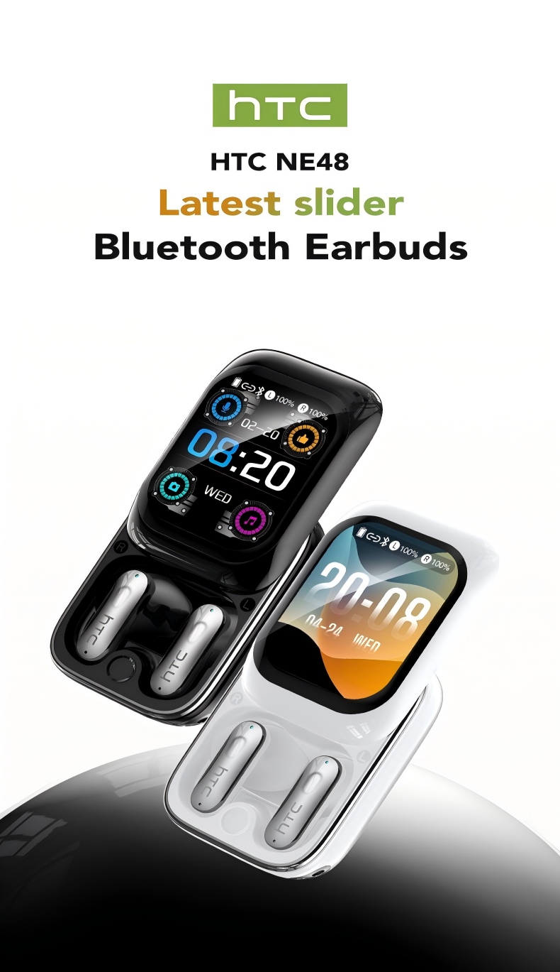 HTC NE48 AI Translator Earbud Bluetooth 6.0 Latest Slider 48H Battery ...
