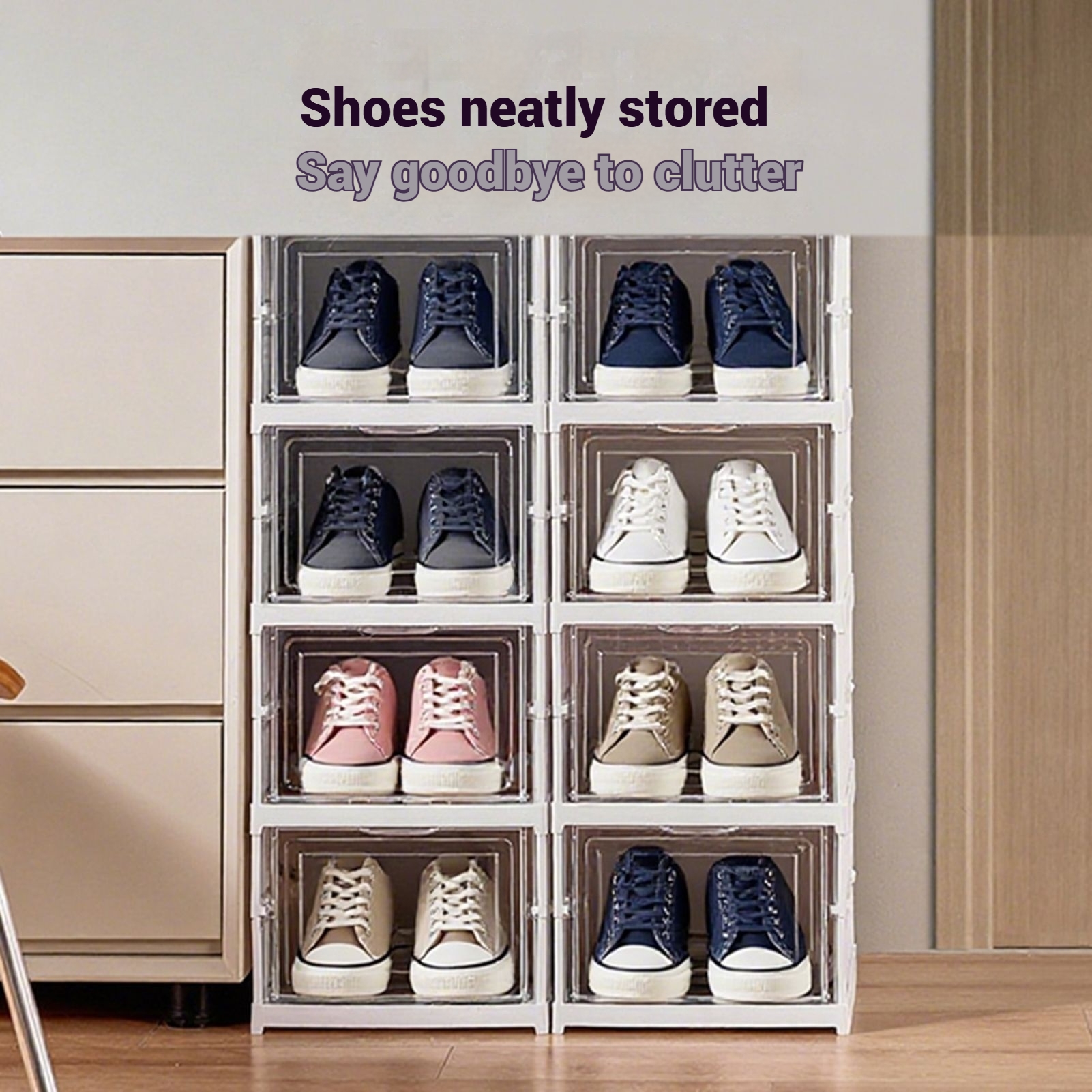 Palm0 One-Piece Foldable High-Definition Transparent Plastic Shoe Box ...