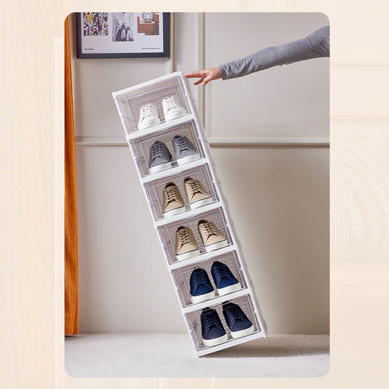 Palm0 One-Piece Foldable High-Definition Transparent Plastic Shoe Box ...