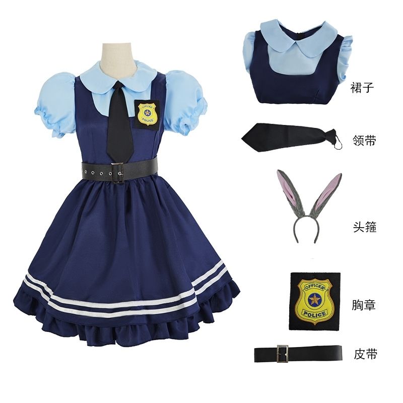🇲🇾READY STOCK🇲🇾 Zootopia Judy Hopps Cosplay Dress Police Bunny Costume ...
