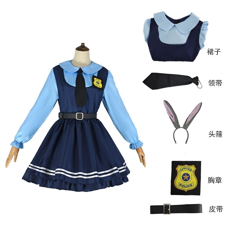 🇲🇾READY STOCK🇲🇾 Zootopia Judy Hopps Cosplay Dress Police Bunny Costume ...