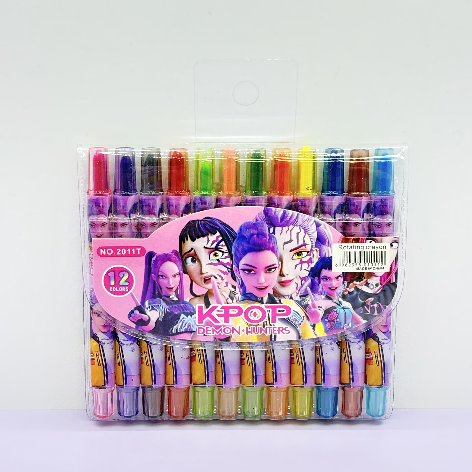 12 Colors/Set KPop Demon Hunters Children Cartoon Rotating Crayon ...