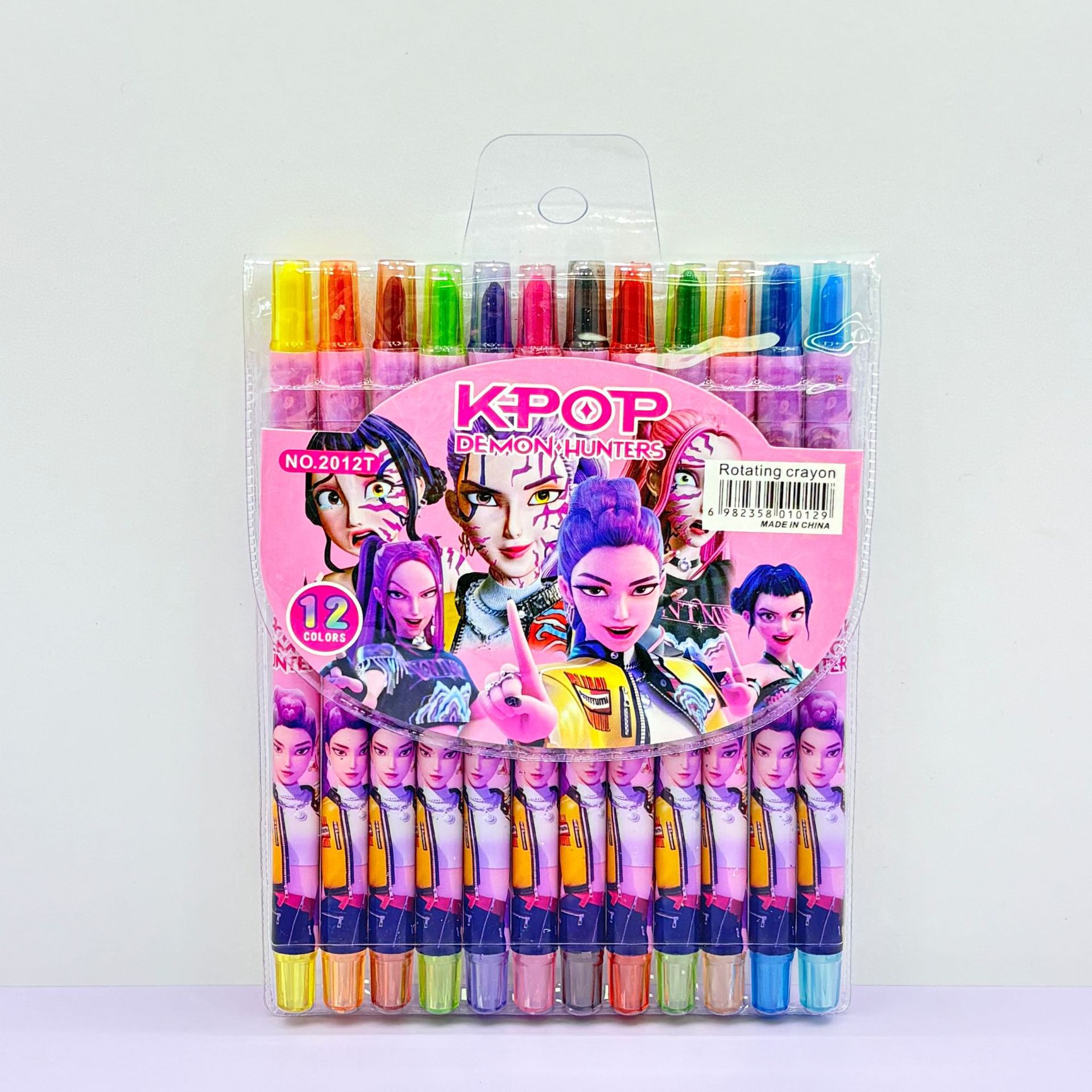12 Colors/Set KPop Demon Hunters Children Cartoon Rotating Crayon ...