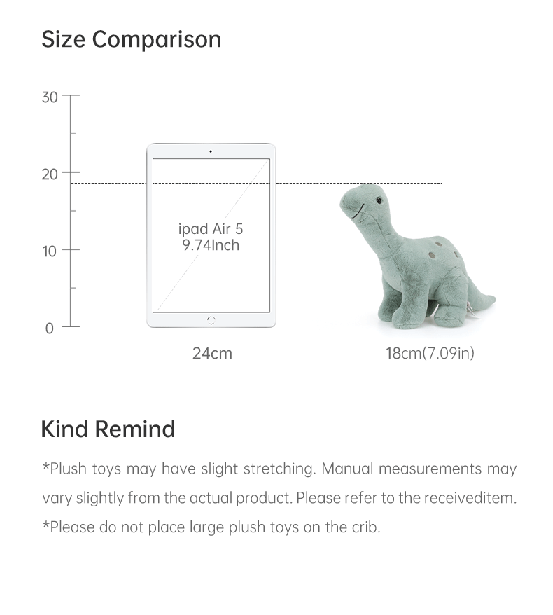 McHugs Brontosaurus Plush Toy Soft and Cuddly Long Neck Dinosaur ...