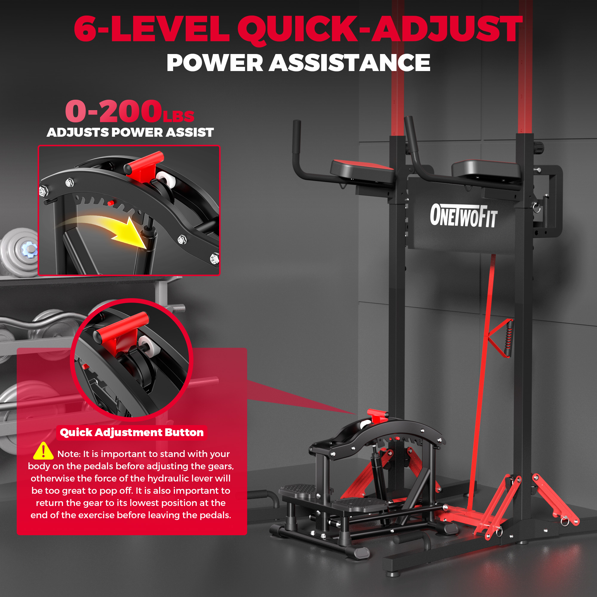 OneTwoFit Pull Up assist device Bar Station 6 resistance levels 300KG ...