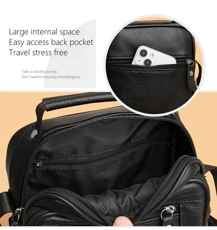 Jeep Buluo Men's Genuine Leather Shoulder Bags Black Business High ...