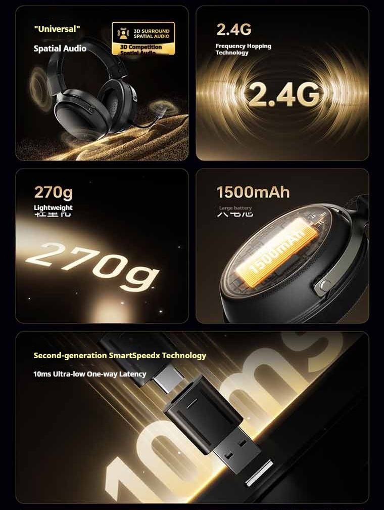 ATK Neptune N9 4-Mode High-Fidelity Noise-Canceling Headset with Mic, Long Battery Life ...