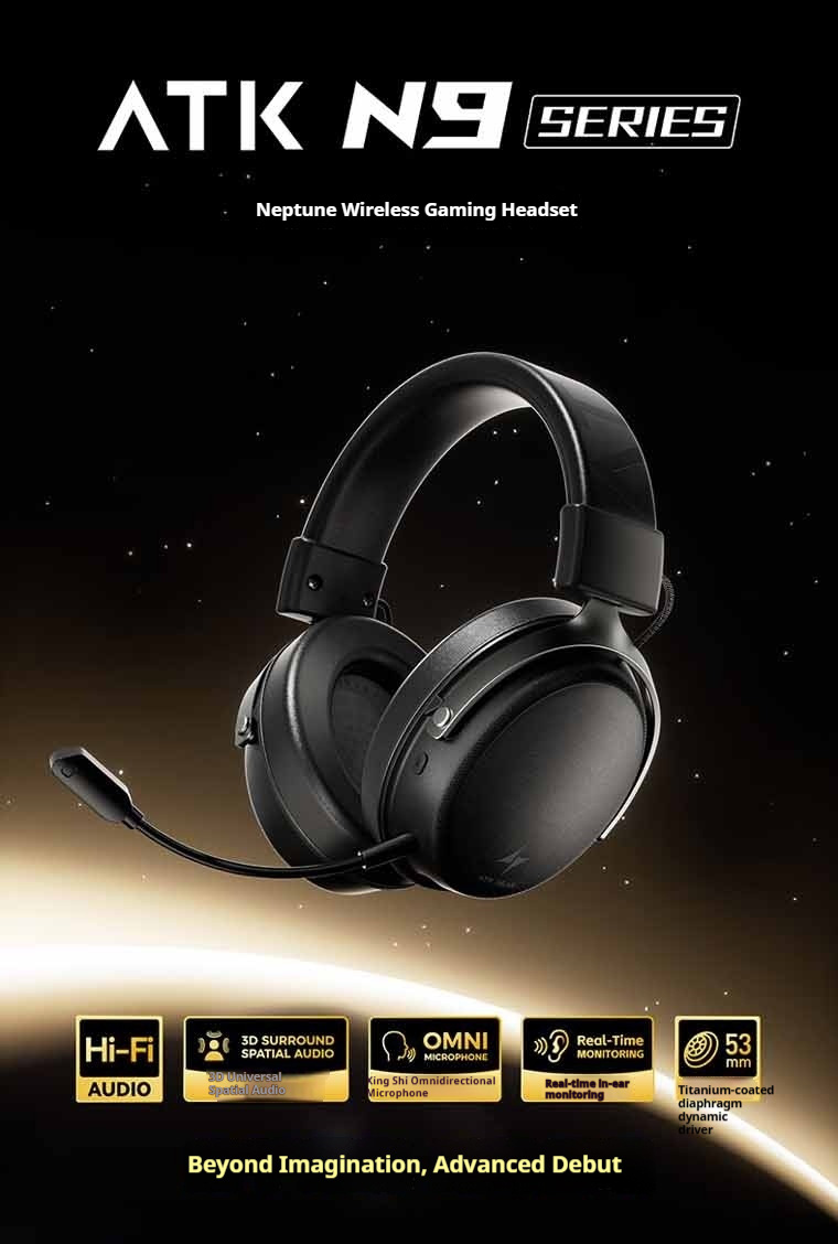 ATK Neptune N9 4-Mode High-Fidelity Noise-Canceling Headset with Mic, Long Battery Life ...