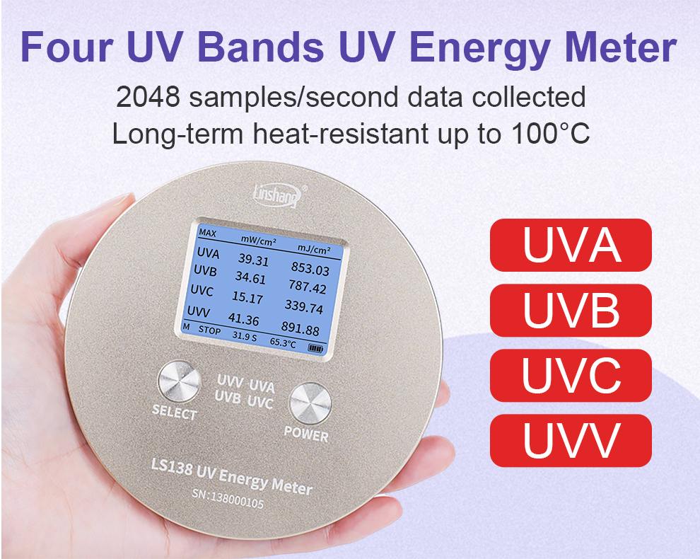 Linshang LS138 4-Channel UV Radiometer UVA UVB UVC UVV Intensity Meter High Precision Radiation ...