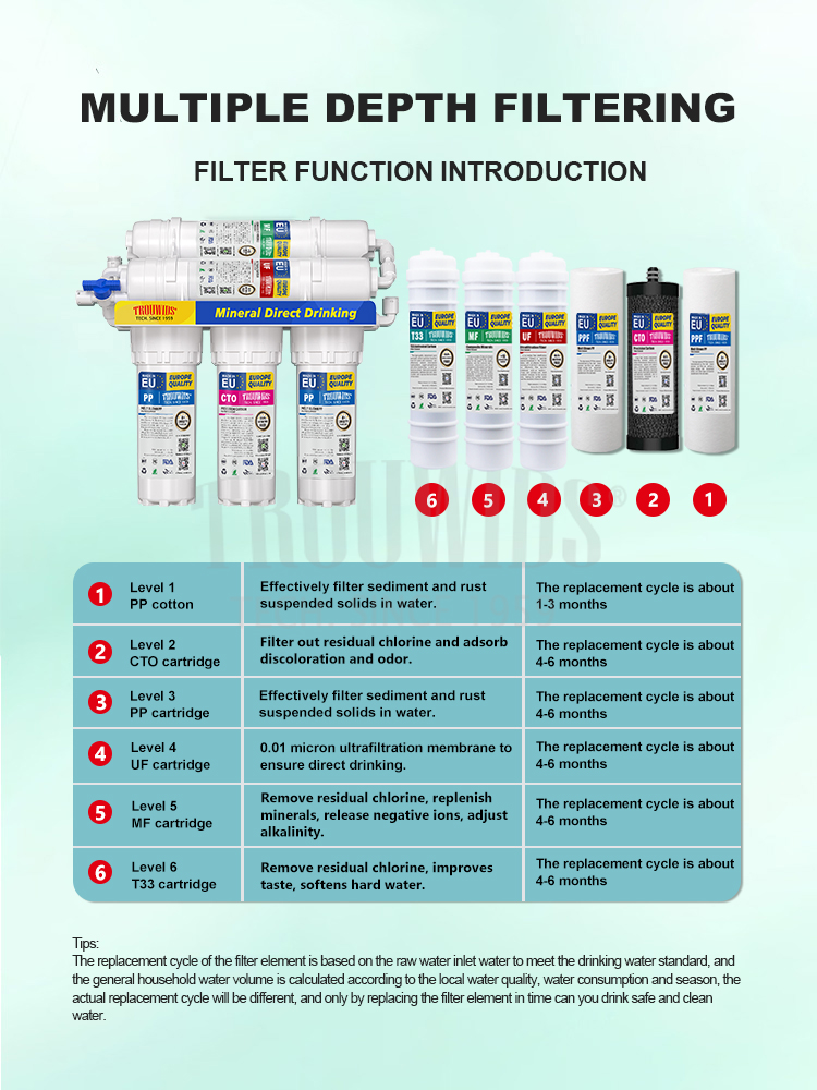 TROUWIDS 6 Stage Alkaline Korean Water Filter System Drinking Water ...