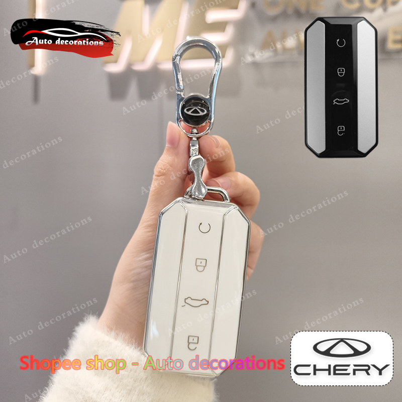 【Ready to Ship】Chery Jaecoo 5 smart remote car key cover Silver edge ...
