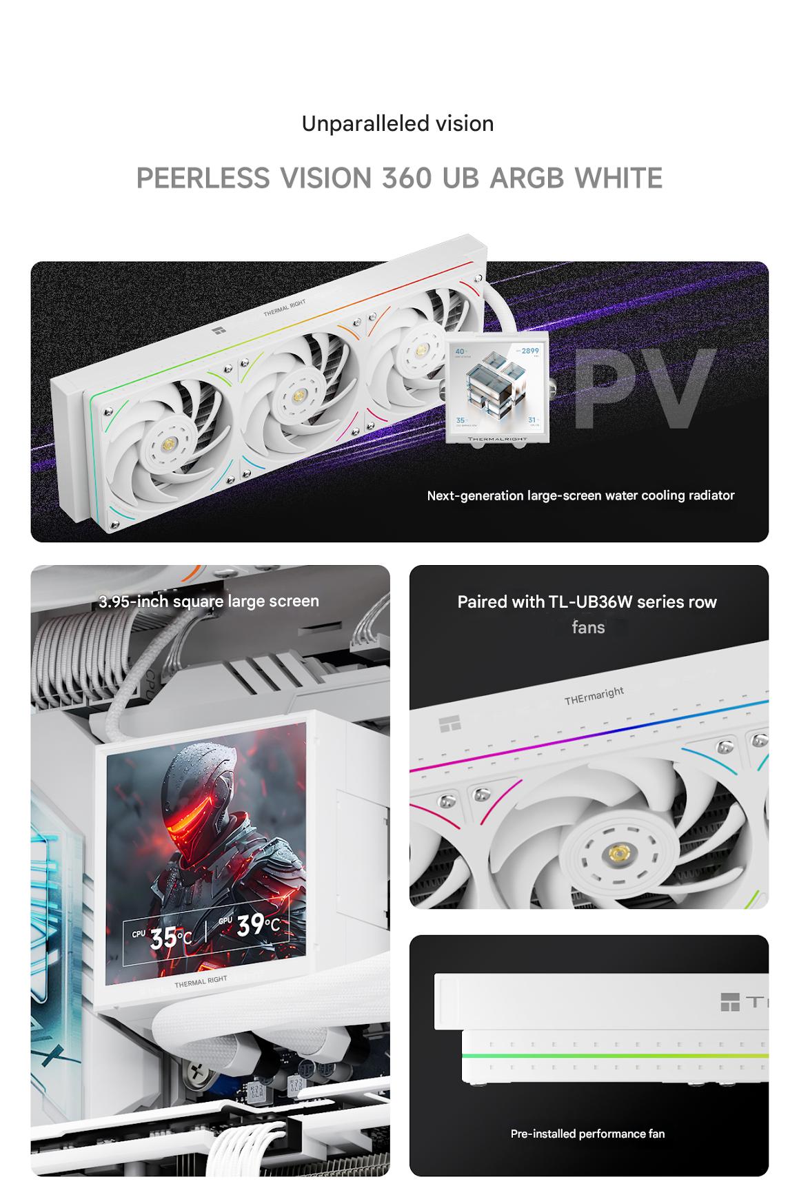 Thermalright PEERLESS VISION 360 UB ARGB White CPU Water Cooler 3.95 ...