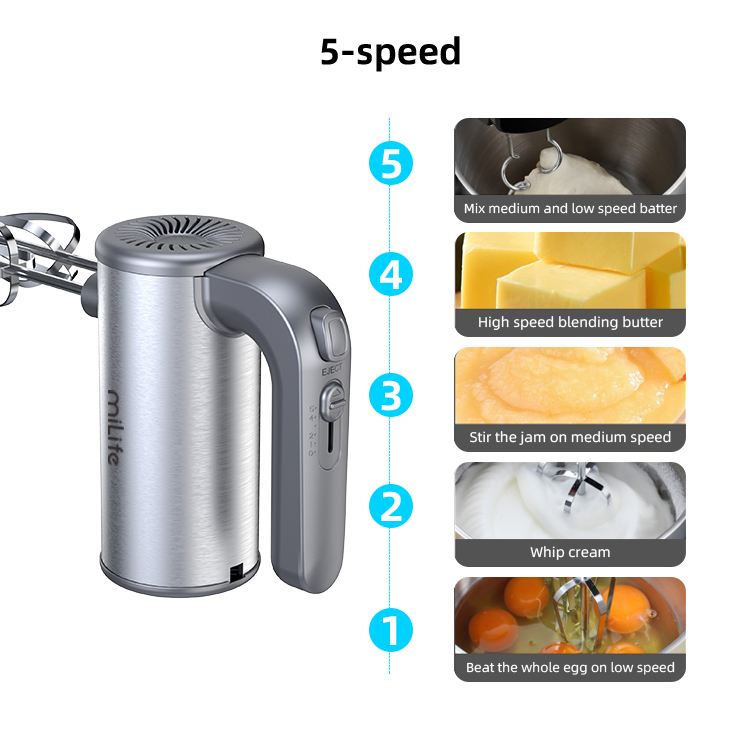 MiLife Electric Handheld Mixer 250W Powerful Mixing With Stainless ...