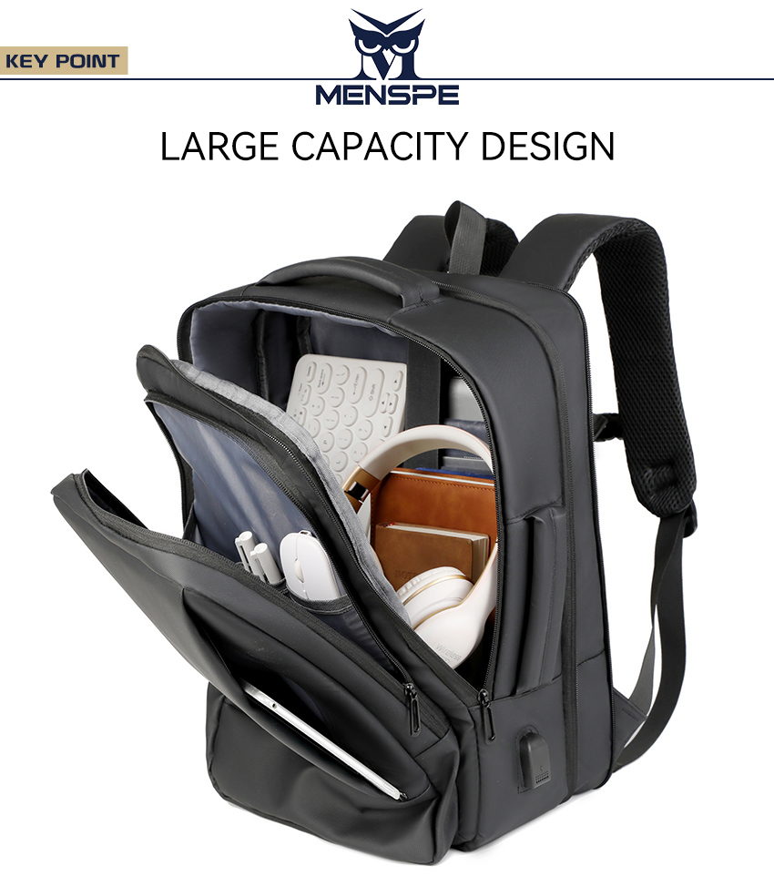 MENSPE Fashion Men's Business Laptop Backpack Expandable Large Capacity ...