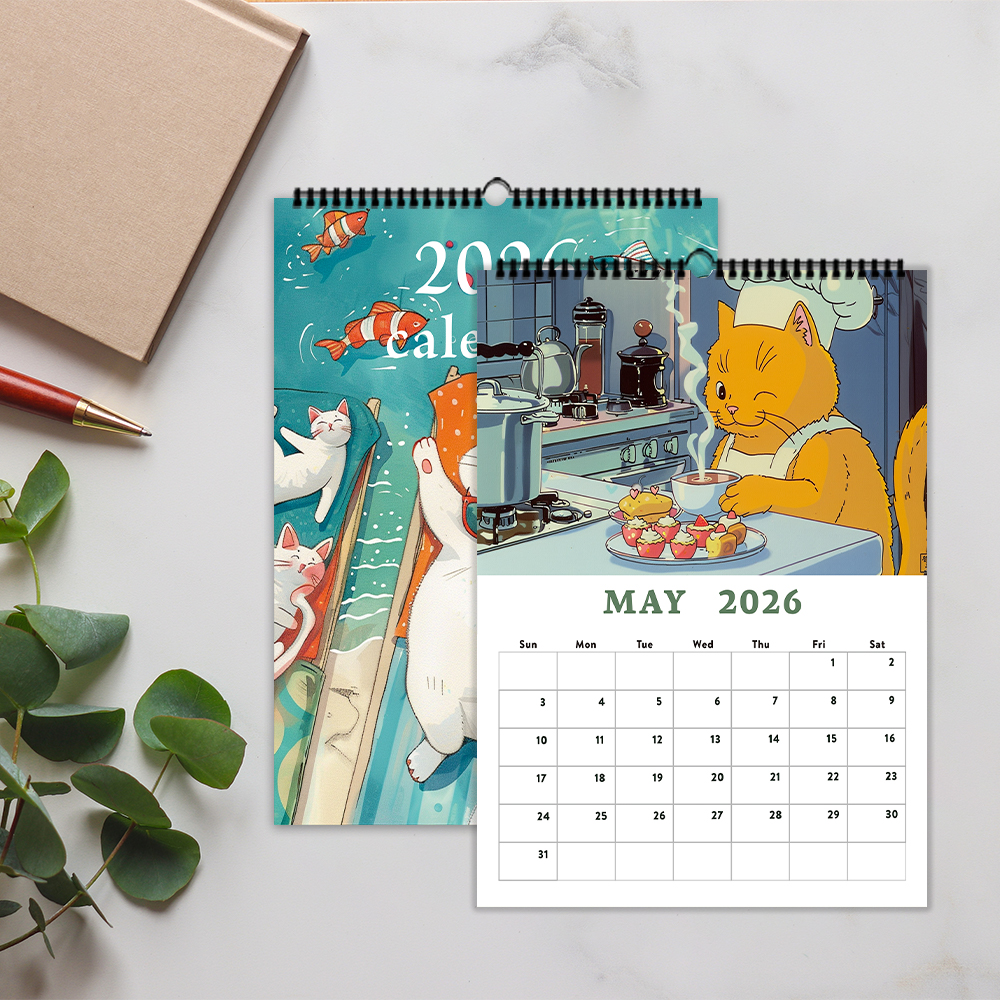 Wall Calendar 1pc 2026, Cute Cat Theme, High Definition Images, Planner ...