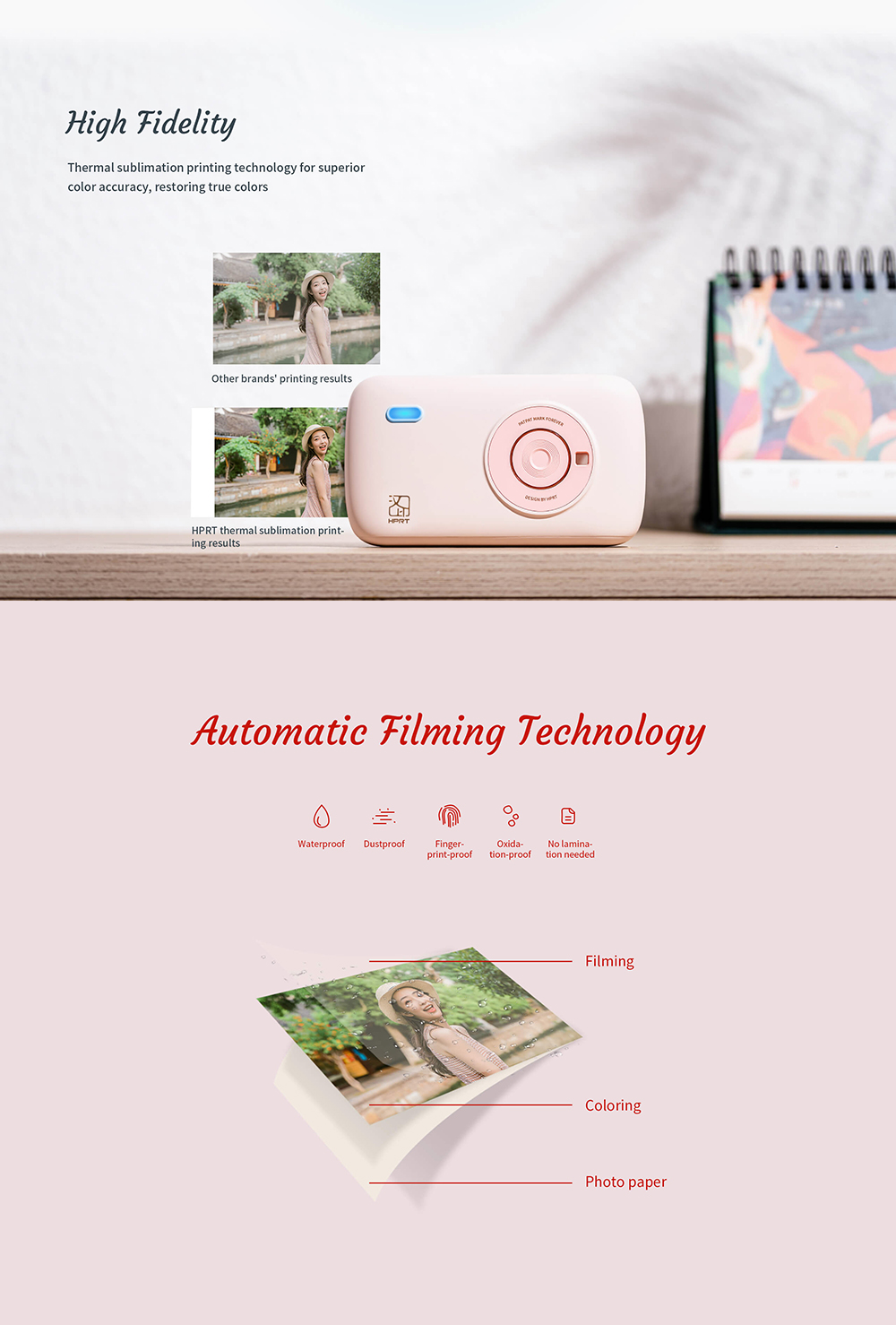 HPRT CP2100 Thermal Sublimation Portable Photo Printer Instant Printer ...