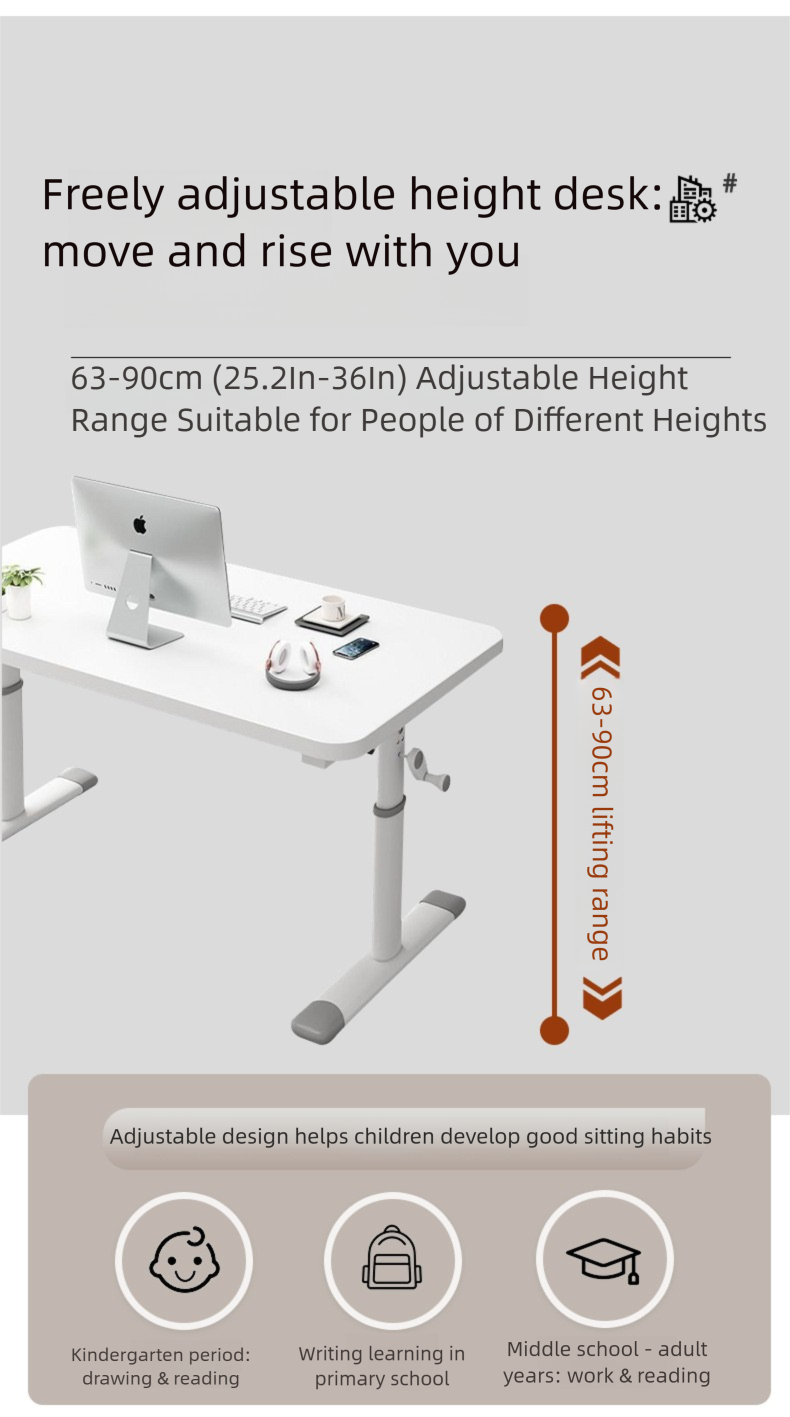 ⚡️Local⚡️Ergonomic Manual Height Adjustable Study Desk Kids Computer Table with Crank Handle ...