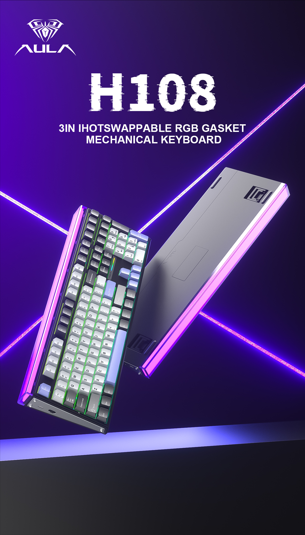 AULA 12.12 BIRTHDAY SALE Special Box! Newest Keyboard Model H108 Silent ...