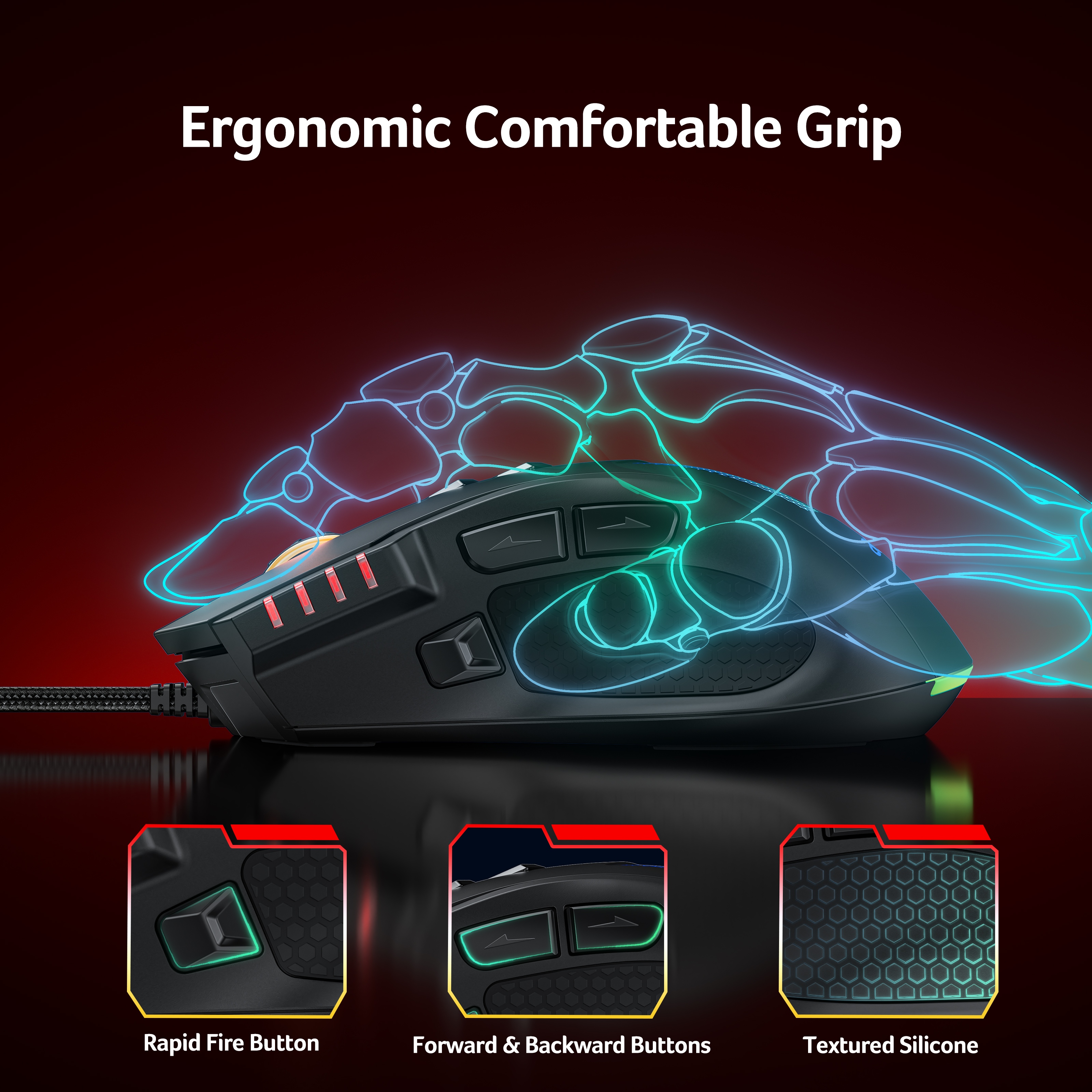 Acer Wired Gaming Mouse 12,800 DPI RGB Ergonomic Computer Mouse with ...