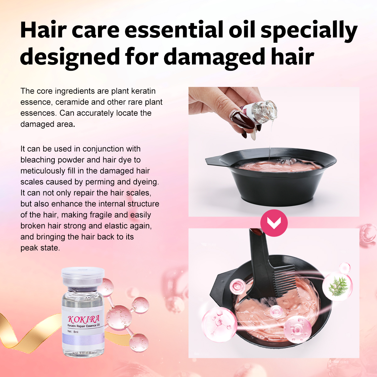 KOKIRA hair colour hair dye（hair color cream& Keratin repair essence ...