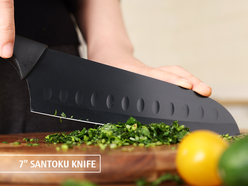 MK&HE 6in1 Knife Set Black Swan Series knives Steel Nonstick Kitchen ...