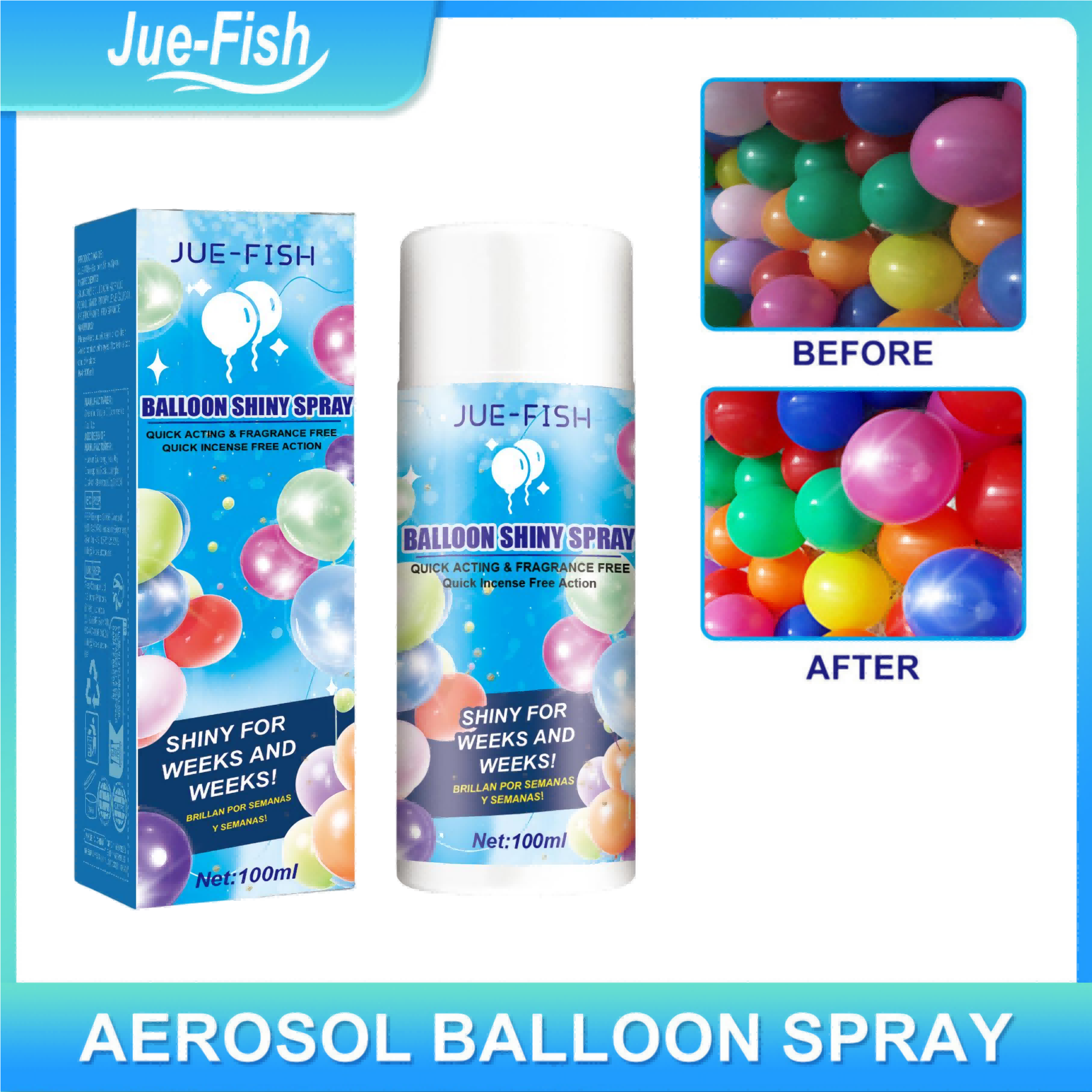 Jue Fish Aerosol Balloon Spray Surface Texture Glossy Long Lasting Non ...