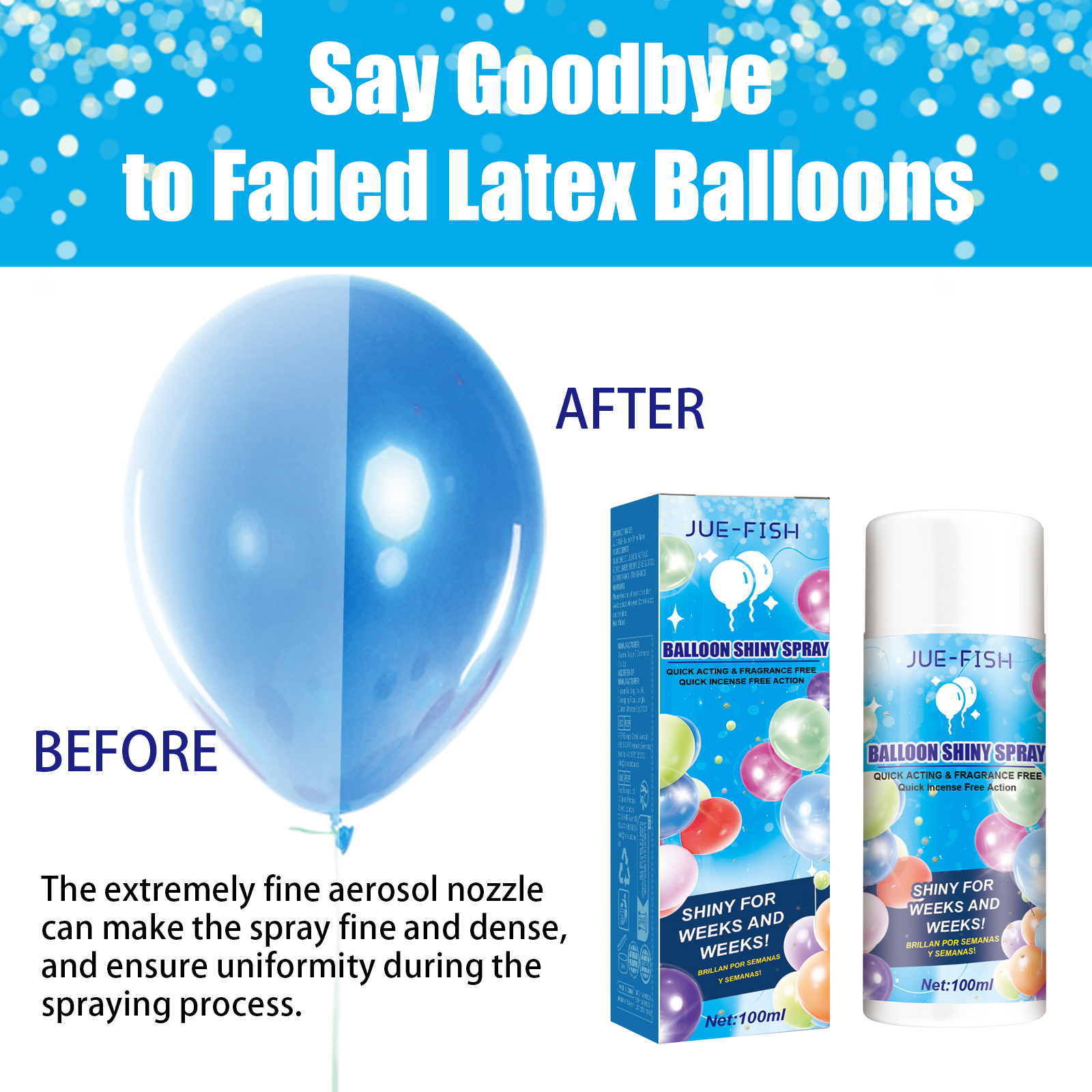 Jue Fish Aerosol Balloon Spray Surface Texture Glossy Long Lasting Non ...