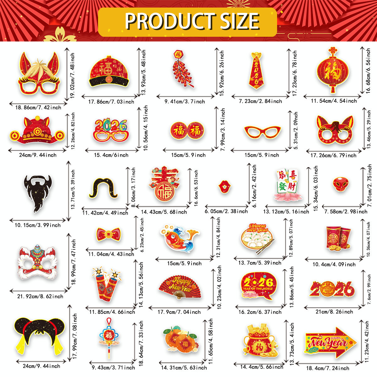 2026 Horse Year Spring Festival Decorations Photo Booth Props Happy New ...