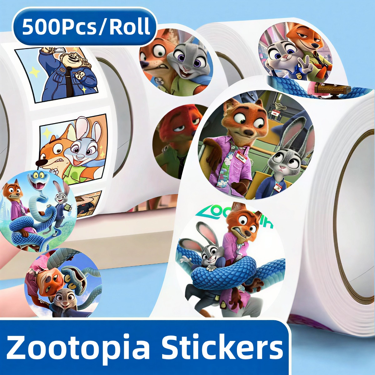 500Pcs Zootopia Stickers Roll Judy Hopps Nick Wilde DIY phone ...