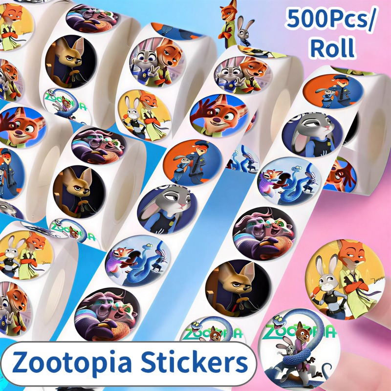 500Pcs Zootopia Stickers Roll Judy Hopps Nick Wilde DIY phone ...