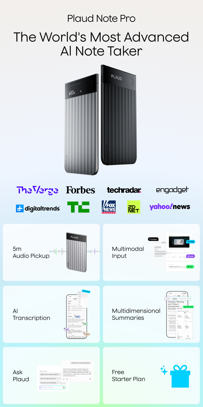 [Official] Plaud Note Pro AI Voice Recorder, w/InstantView Display ...