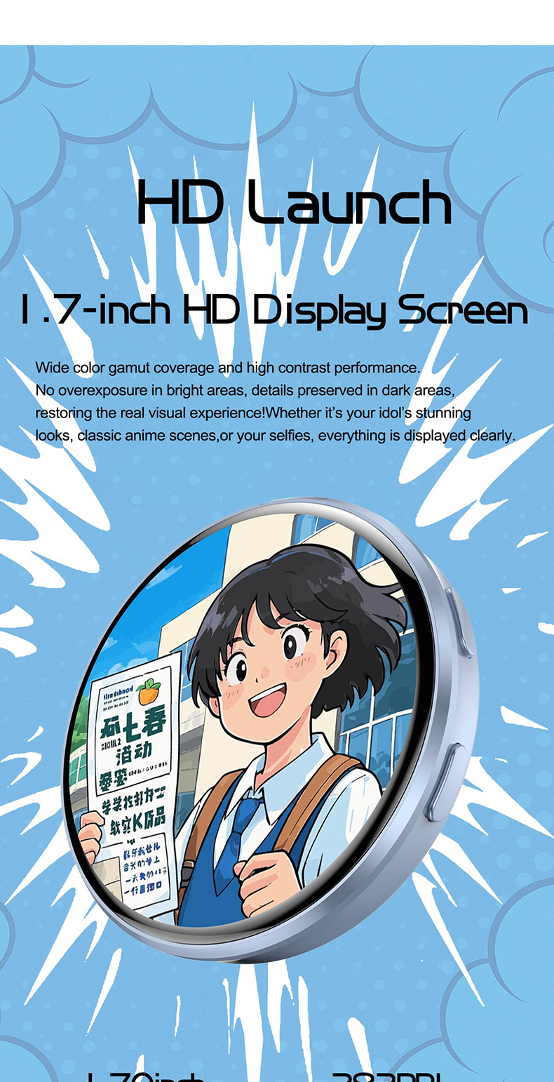 Digital badge 1.7 inches IPS Screen Electronic Video Photo LOGO Name ...
