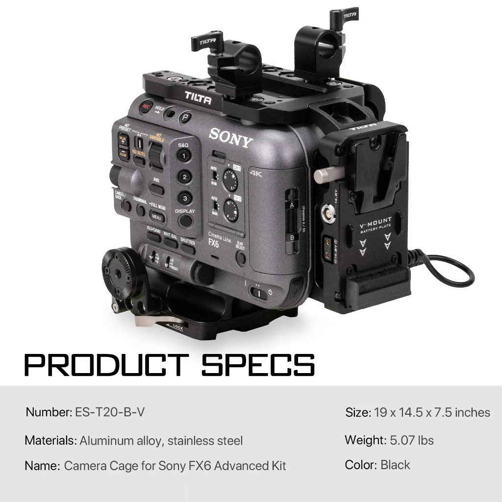 TILTA Sony FX6 Camera Cage Advanced Kit Handle Base Top Plate SONY FX6 ...
