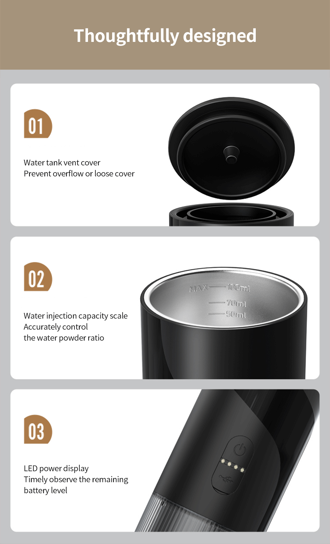 Cliton Portable Coffee Machine | USB Rechargeable | One-Button Espresso ...