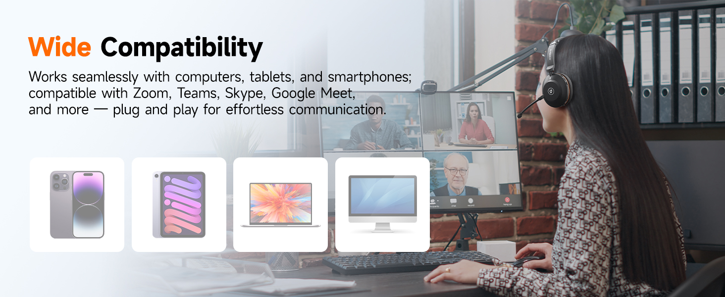 Svbony SVN H1 Wireless Office Headset with ENC Noise Cancelling Support ...