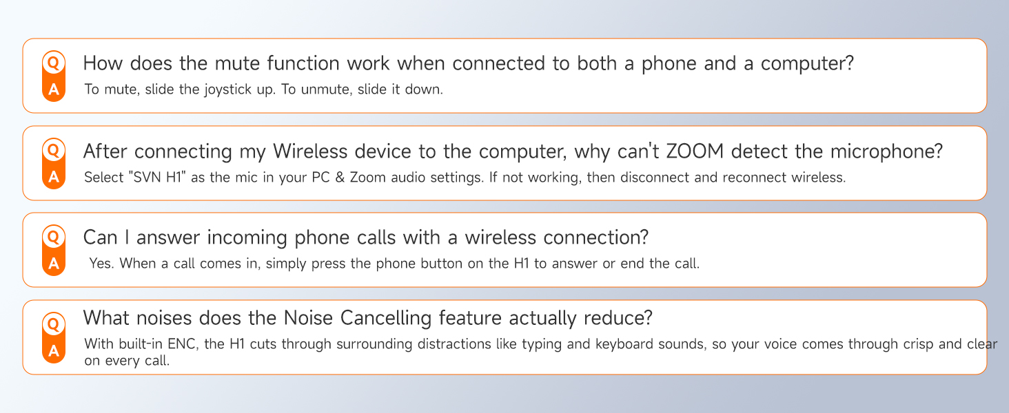 Svbony SVN H1 Wireless Office Headset with ENC Noise Cancelling Support ...