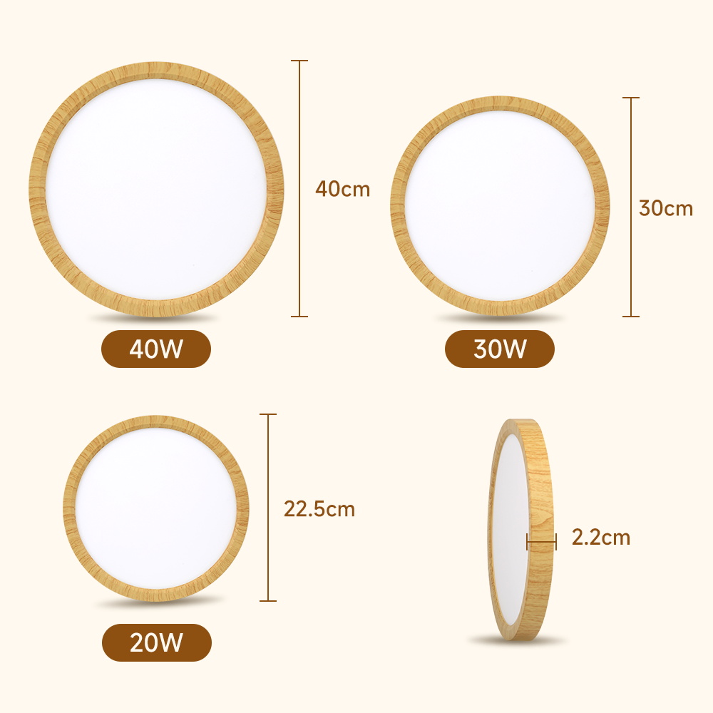 Wood Grain LED Ceiling Light Modern 3 Colors Round Ultra Thin Ceiling ...