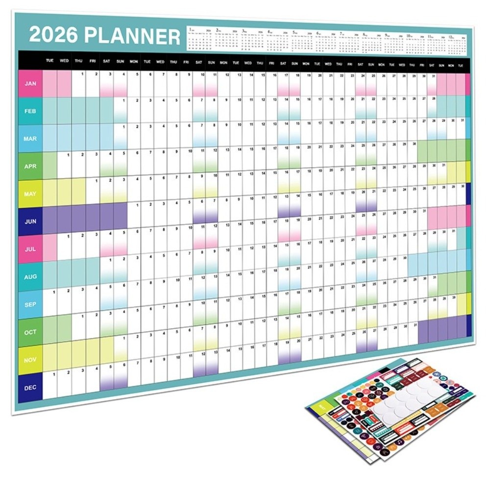 AOPHEKM Large Wall Calendar, Annual Planner 2026 Yearly Daily Calendar ...