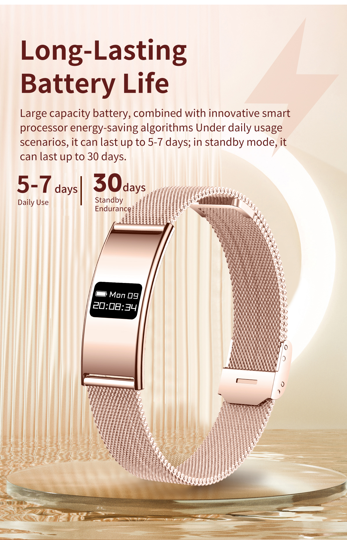 LIGE Smart Bracelet Waterproof Call Reminder Smart Band Health Monitor ...